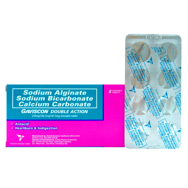 GAVISCON DOUBLE ACTION Sodium Alginate / Sodium Bicarbonate / Calcium ...