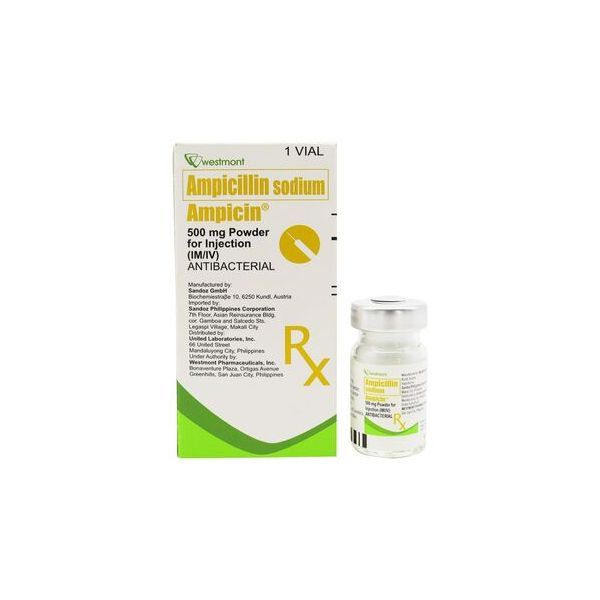 AMPICIN Ampicillin Sodium 500mg Powder for IV/IM Injection 1's price in ...