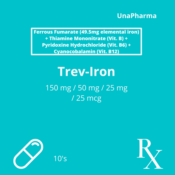 TREV-IRON Ferrous Fumarate (49.5mg elemental Iron) / Vit. B1 / Vit. B6 ...