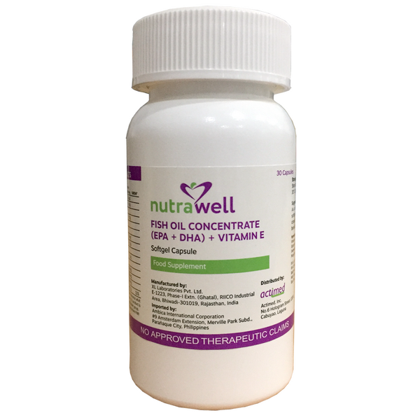 NUTRAWELL Fish Oil Concentrate (EPA + DHA) / Vitamin E Softgel Capsule ...
