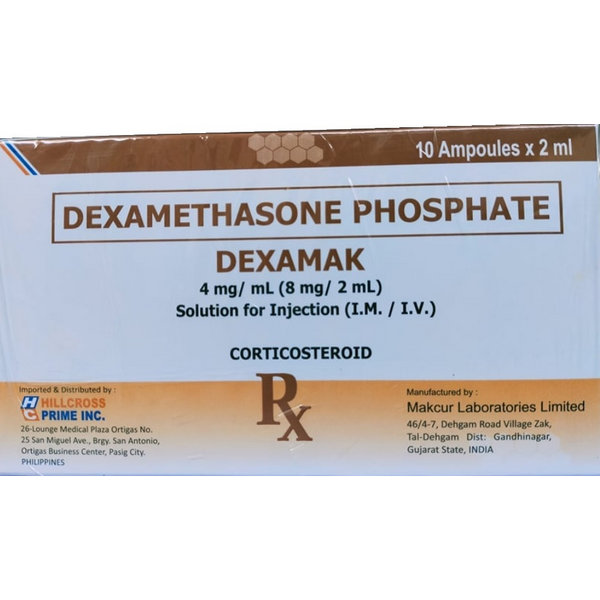 DEXAMAK Dexamethasone Sodium Phosphate 4mg / mL (8mg/2ml) Solution for IM/IV Injection 2mL 10's ...