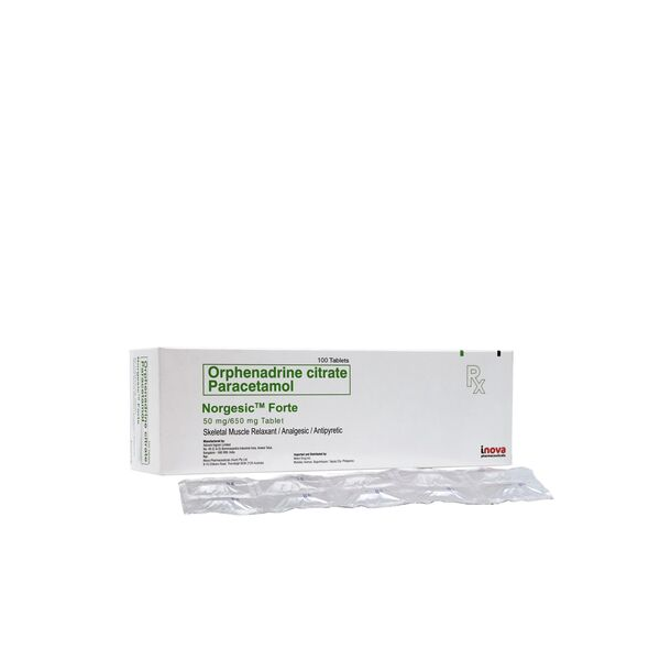 NORGESIC FORTE Orphenadrine Citrate / Paracetamol 50mg / 650mg Solution ...