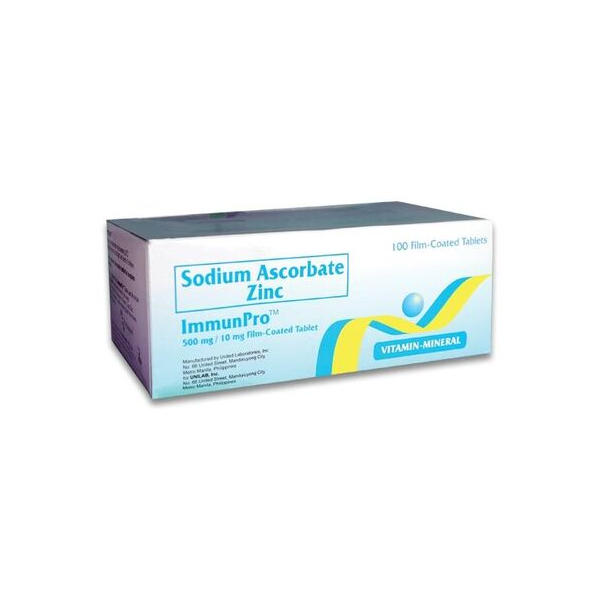 IMMUNPRO Ascorbic Acid / Zinc 500mg / 10mg Film-Coated Tablet 1's price ...