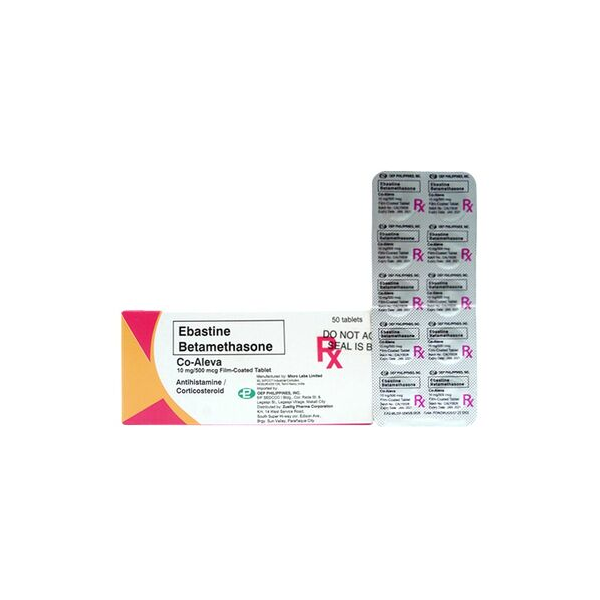 CO-ALEVA Ebastine / Betamethasone 10mg / 500mcg Film-Coated Tablet 1's ...