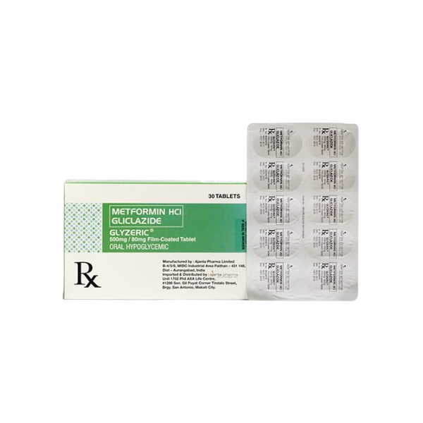 GLYZERIC Metformin Hydrochloride / Gliclazide 500mg / 80mg Film-Coated ...