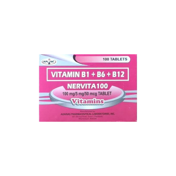 NERVITA 100 Vitamin B Complex 100mg / 5mg / 50mcg Tablet 100's price in ...