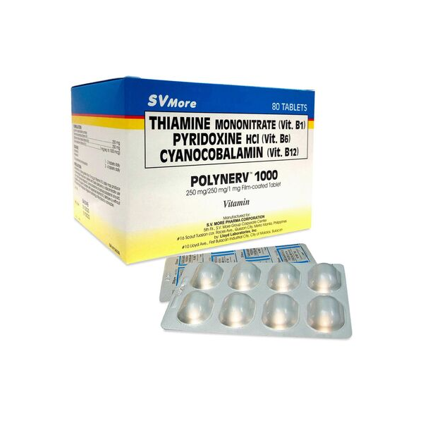 POLYNERV 1000 Vitamin B Complex 250mg / 250mg / 1mg Film-Coated Tablet ...