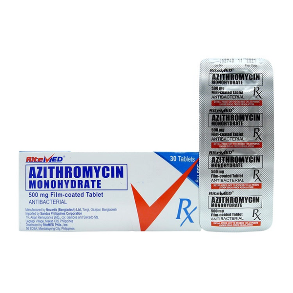 RITEMED Azithromycin Monohydrate 500mg Film-Coated Tablet 1's price in ...