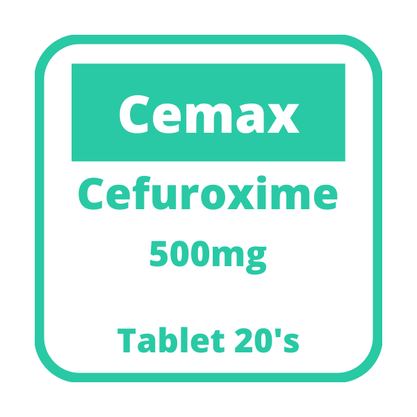 CEMAX Cefuroxime Axetil 500mg Film-Coated Tablet 20's price in the ...
