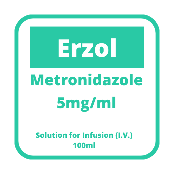 ERZOL Metronidazole 5mg/mL (500mg / 100mL) Solution for IV Infusion 100 ...