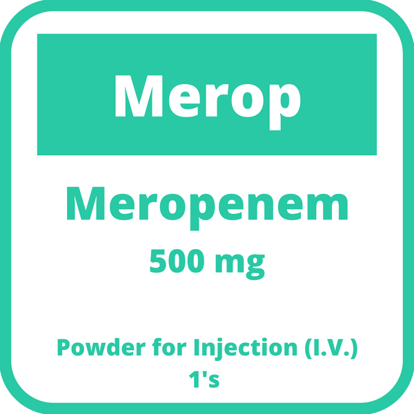 MEROP MEROPenem Trihydrate 500mg Powder for IV Injection 1's price in ...