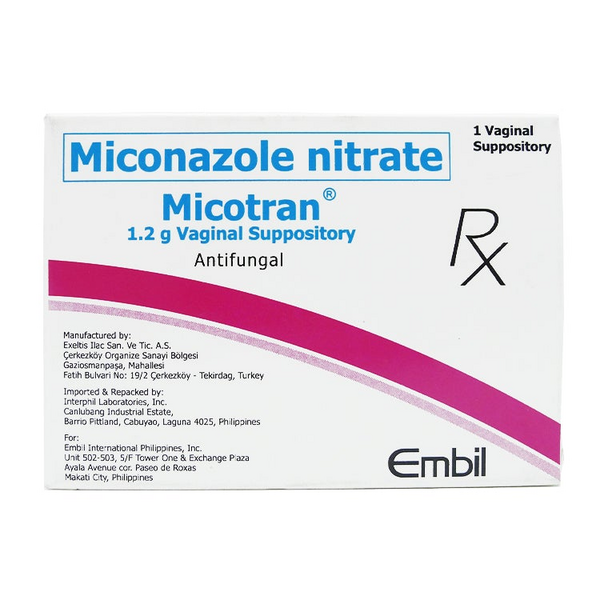 MICOTRAN Miconazole Nitrate 1.2g Vaginal Suppository 1's price in the ...