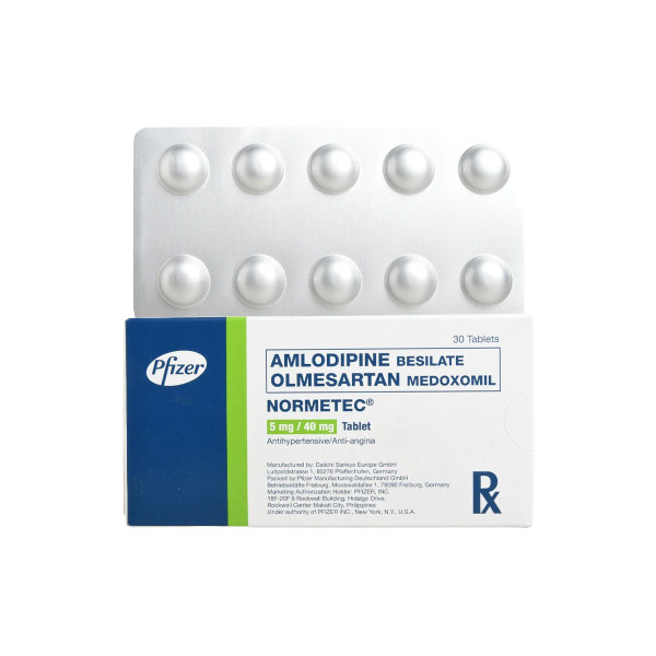 Buy Normetec amlodipine besilate / olmesartan medoxomil 5mg / 40mg film-coated tablet 1's online ...