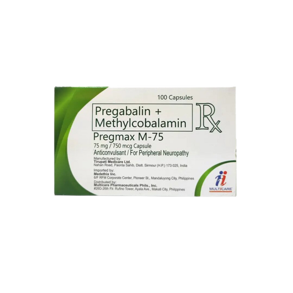 PREGMAX M-75 Pregabalin / Methylcobalamin 75mg / 750mcg Capsule 1's ...