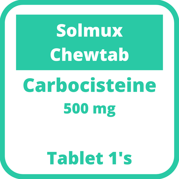 Buy Solmux chewtab carbocisteine 500mg chewable tablet 1's online with ...