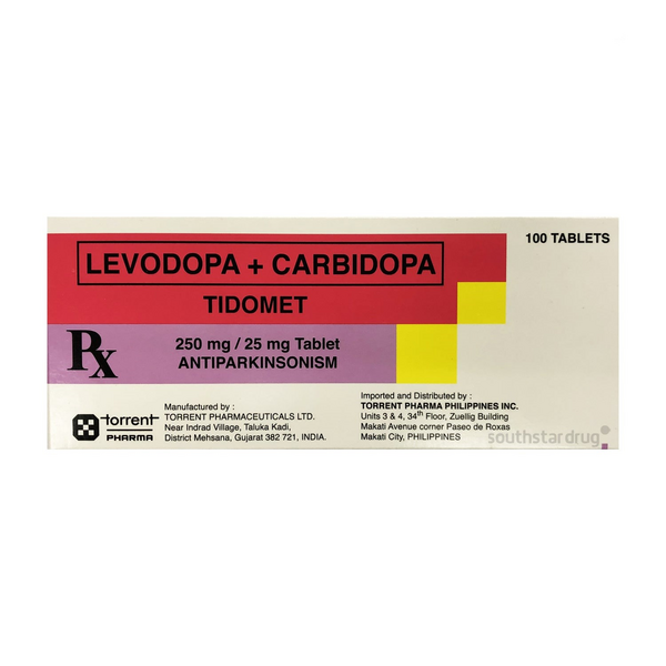 TIDOMET Levodopa / Carbidopa 250mg / 25mg Tablet 1's price in the ...