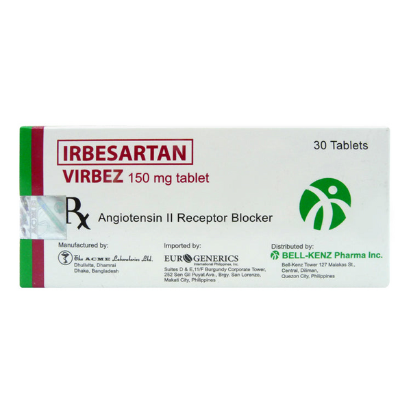 VIRBEZ Irbesartan 150mg Tablet 1's price in the Philippines | MedsGo ...