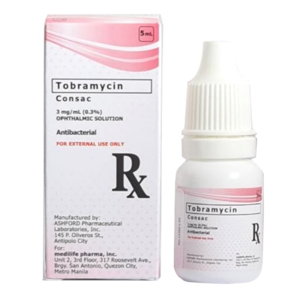CONSAC Tobramycin 3mg / mL (0.3% w/v) Ophthalmic Solution 5mL price in the Philippines | MedsGo ...