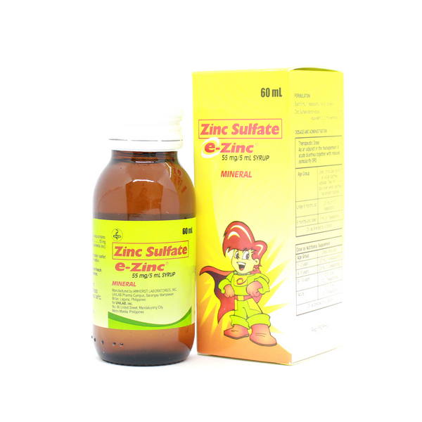 E-ZINC Zinc 55mg / 5mL Syrup 60mL price in the Philippines | MedsGo Pharmacy