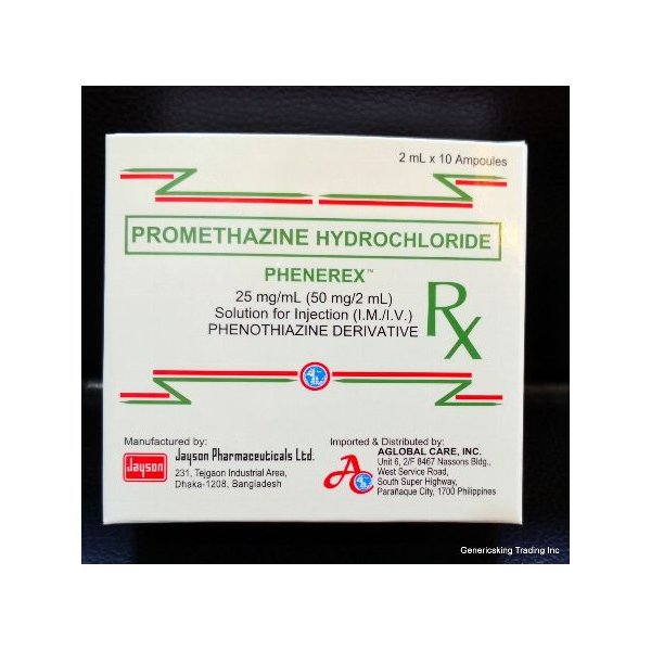 PHENEREX Promethazine Hydrochloride 25mg / mL (50mg / 2mL) Solution for ...