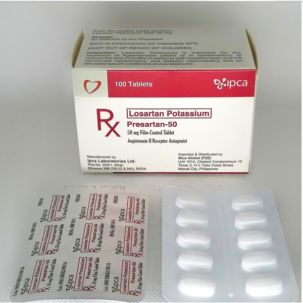 PRESARTAN-50 Losartan Potassium 50mg Film-Coated Tablet 100's price in ...