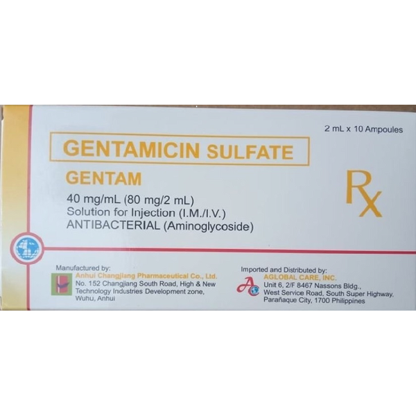 GENTAM GENTAMicin Sulfate 40mg / mL (80mg / 2mL) Solution for IM/IV Injection 2mL 10's price in ...