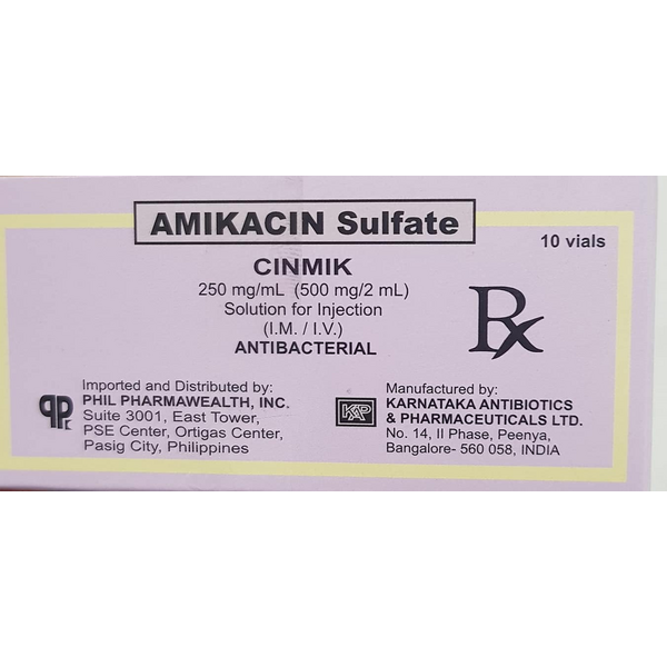 CINMIK Amikacin Sulfate 250mg / mL (500mg / 2mL) Solution for IM/IV ...