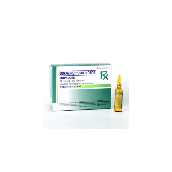 DOPACORE Dopamine Hydrochloride 40mg / mL (200mg / 5mL) Solution for IV ...