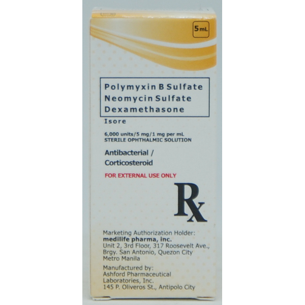 ISORE Polymyxin B Sulfate / Neomycin Sulfate / Dexamethasone 6000Units ...