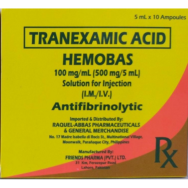 HEMOBAS Tranexamic Acid 100mg / mL Solution for IM/IV Injection 10's ...