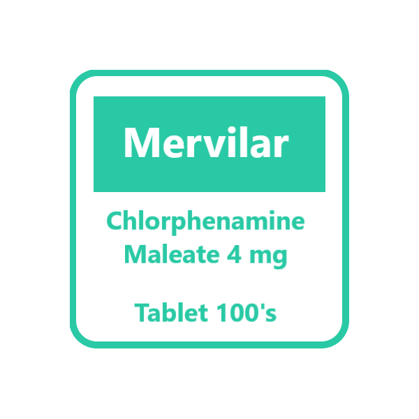 MERVILAR Chlorphenamine Maleate 4mg Tablet 1's price in the Philippines ...
