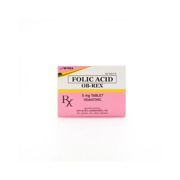 OB-REX Folic Acid 5mg Tablet 100's price in the Philippines | MedsGo ...