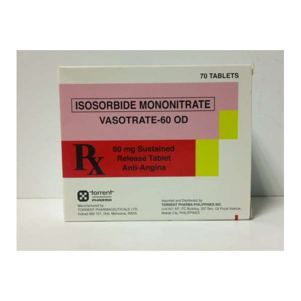 VASOTRATE-60 OD Isosorbide Mononitrate 60mg Sustained Release Tablet 70 ...