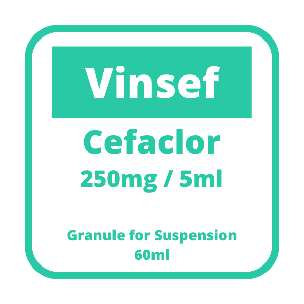 VINSEF Cefaclor Monohydrate 250mg / 5mL Granule for Suspension 60mL ...