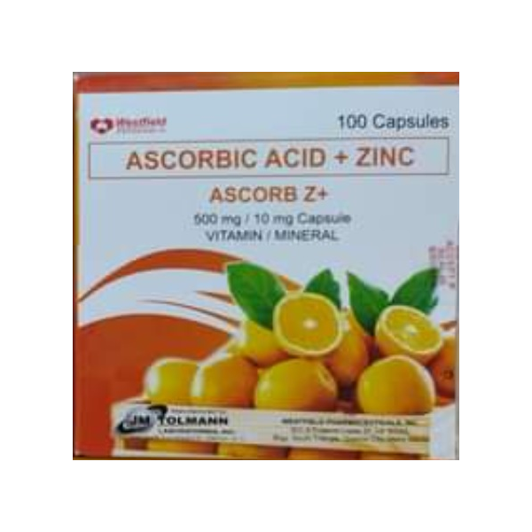 ASCORB Z+ Ascorbic Acid / Zinc 500mg / 10mg Capsule 100's price in the Philippines | MedsGo Pharmacy