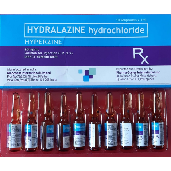 HYPERZINE Hydralazine Hydrochloride 20mg / mL Solution for IM/IV ...