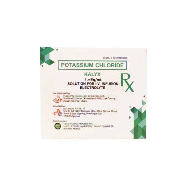 KALYX Potassium Chloride 2mEq / mL Solution for IV Infusion 20mL 10's price in the Philippines ...