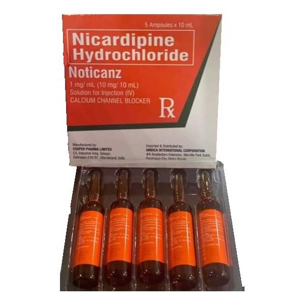 NOTICANZ Nicardipine Hydrochloride 1mg / mL (10mg / 10mL) Solution for ...