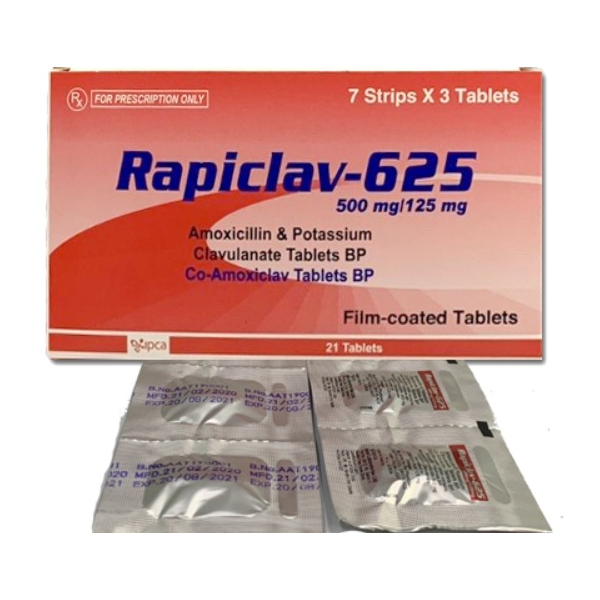 RAPICLAV Co-Amoxiclav 625mg Film-Coated Tablet 21's price in the ...