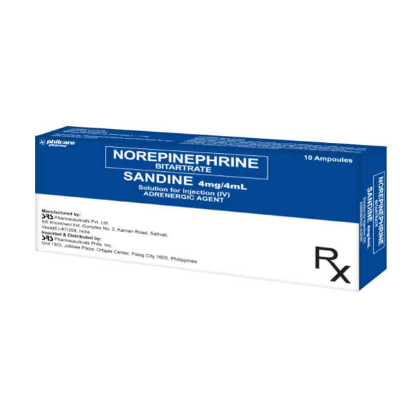 SANDINE Norepinephrine Bitartrate 4mg / 4mL Solution for IV Injection ...