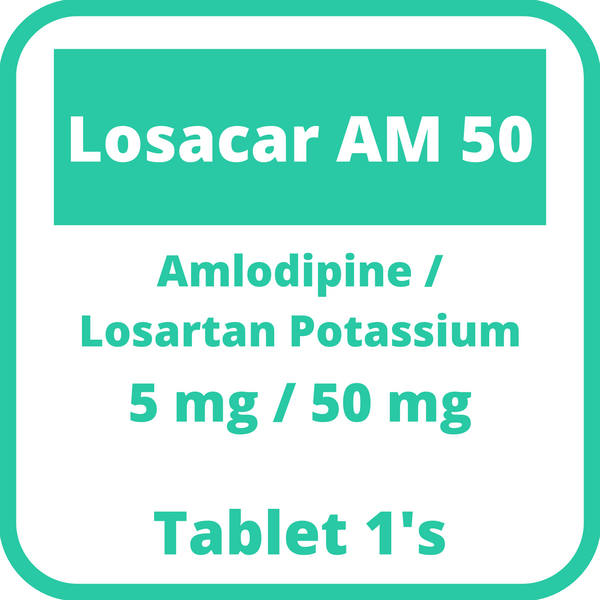 Buy Losacar am 50 amlodipine besilate / losartan potassium 5mg / 50mg ...