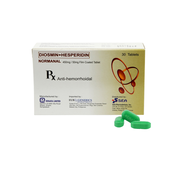 NORMANAL Diosmin / Hesperidin 450mg / 50mg Film-Coated Tablet 1's price ...