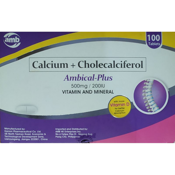 AMBICAL-PLUS Calcium / Cholecalciferol (Vit. D3) 500mg / 200IU Tablet ...