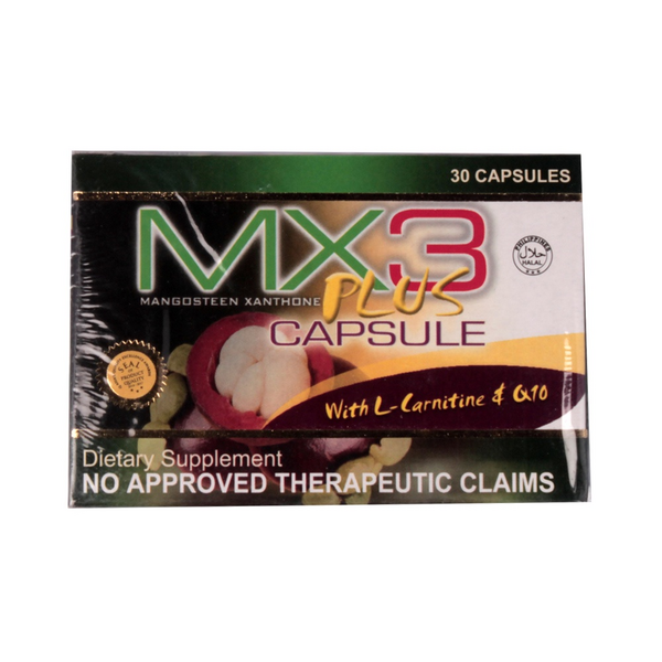 MX3 PLUS Mangosteen Fruit Pulp Powder Xanthone / L-Carnitine / CoQ10 Capsule 1's price in the ...