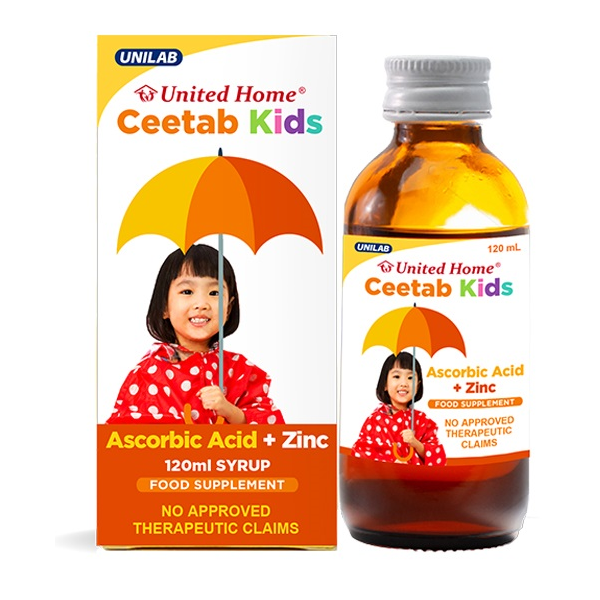 UNITED HOME CEETAB KIDS Ascorbic Acid / Zinc Orange Flavor Syrup 120mL ...