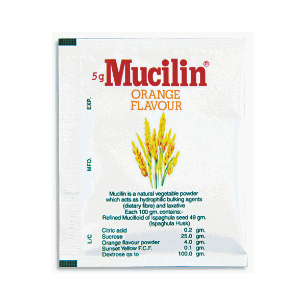 MUCILIN Plantago Ovata Forssk. (Ispaghula Husk) 2.45g / 5g Powder for ...