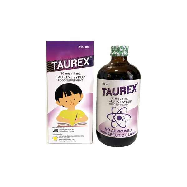 TAUREX Taurine 50mg / 5mL Syrup 240mL price in the Philippines | MedsGo ...