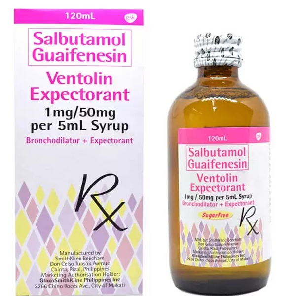 VENTOLIN EXPECTORANT Salbutamol / Guaifenesin 1mg / 50mg per 5mL Syrup ...