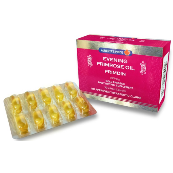PRIMDIN Evening Primrose Oil Cold Pressed 1000mg Daily Food Supplement ...
