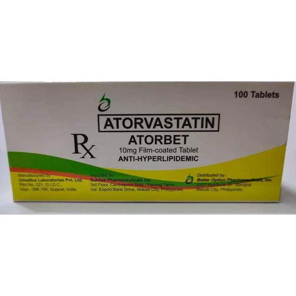 ATORBET Atorvastatin 10mg Film-Coated Tablet 100's price in the ...